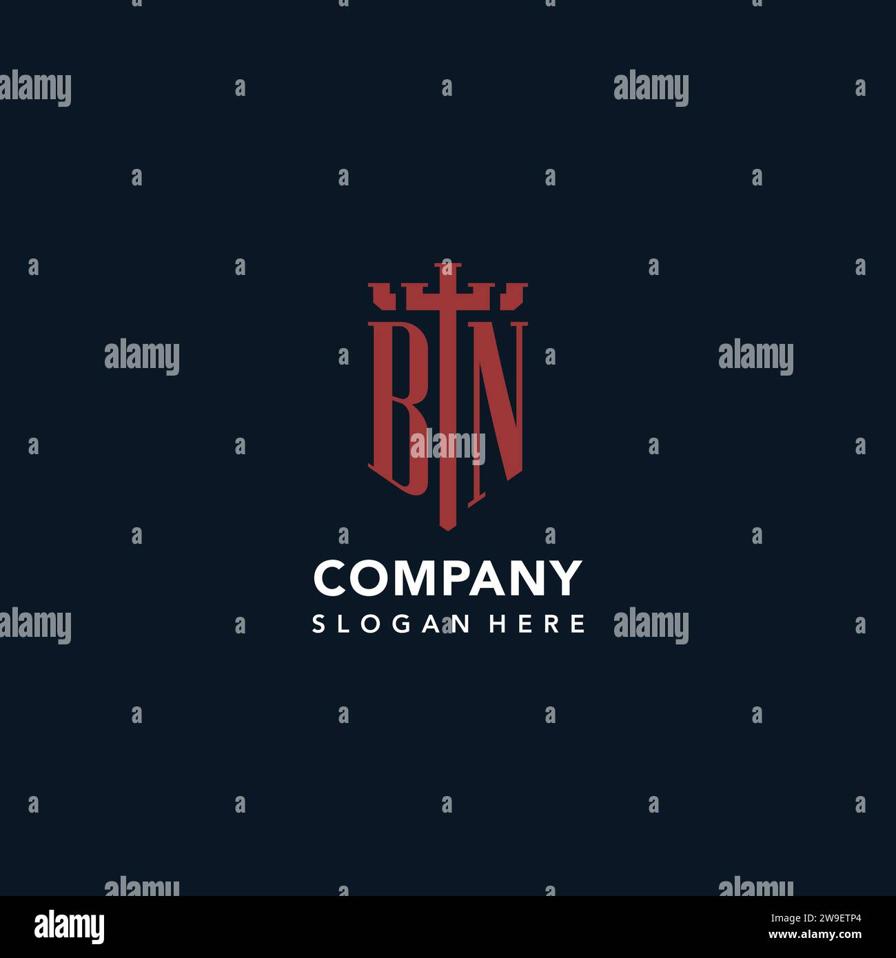 BN initial monogram logos with sword and shield shape design ideas ...