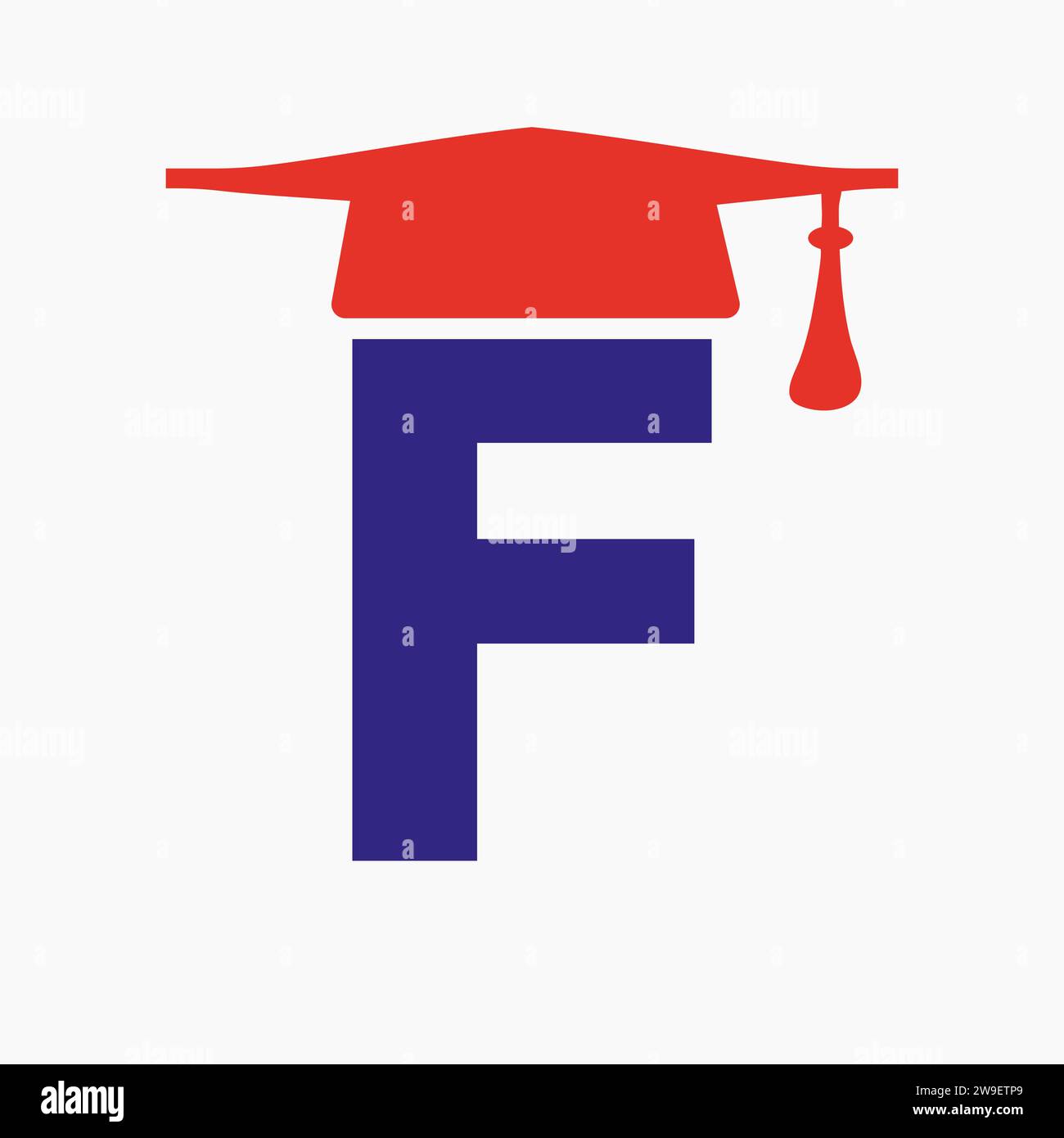 Education Logo On Letter F With Graduation Hat Icon. Study Symbol Stock ...