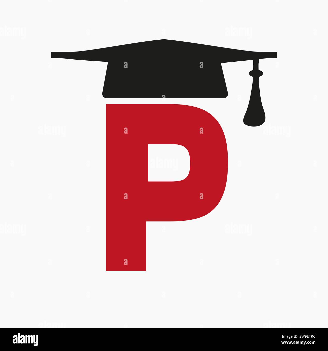 Education Logo On Letter P With Graduation Hat Icon. Study Symbol Stock ...