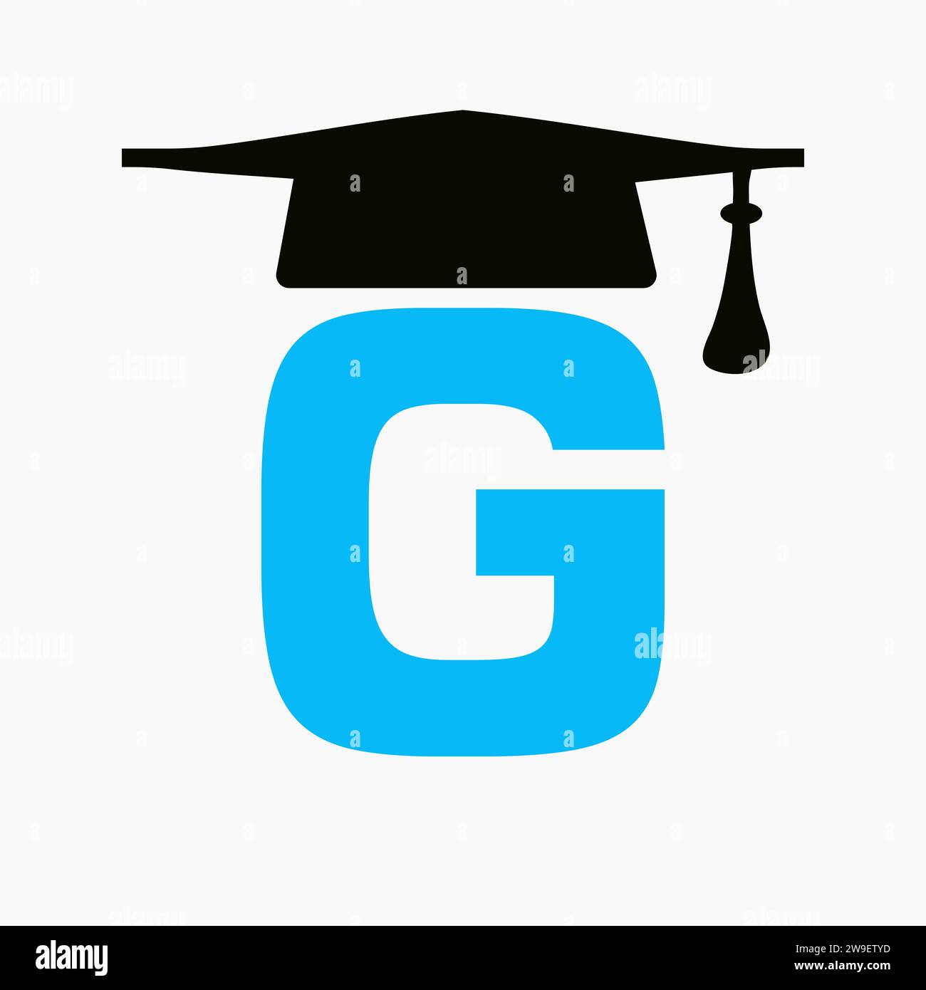 Education Logo On Letter G With Graduation Hat Icon. Study Symbol Stock ...