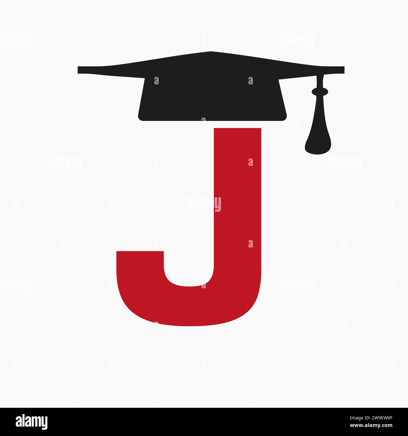 Education Logo On Letter J With Graduation Hat Icon. Study Symbol Stock ...