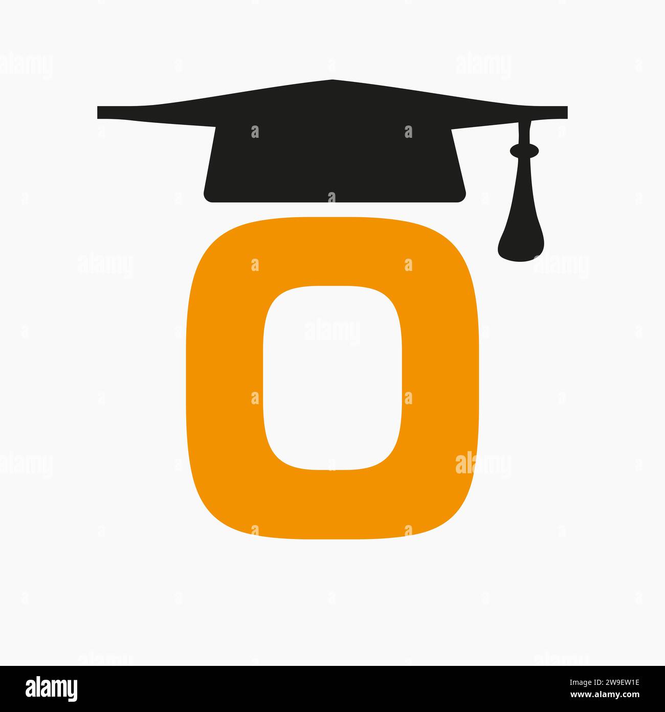 Education Logo On Letter O With Graduation Hat Icon. Study Symbol Stock ...