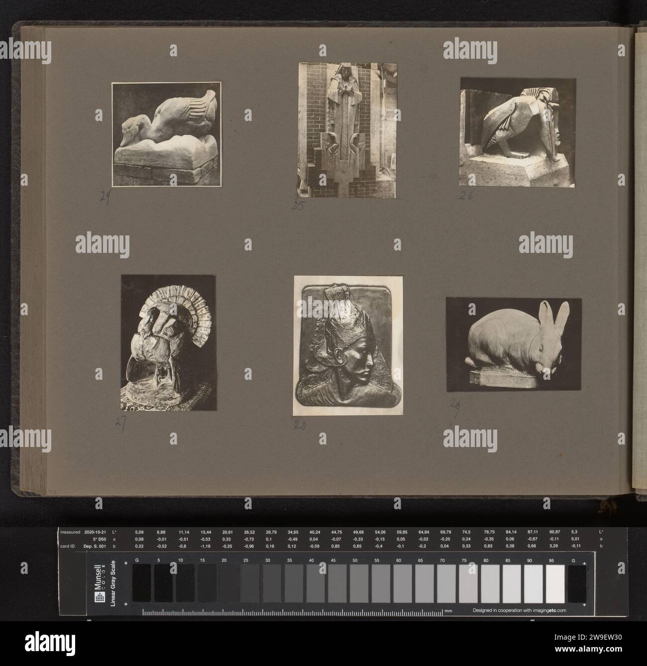 Five sculptures and a relief, anonymous, c. 1920 - c. 1940 photograph ...