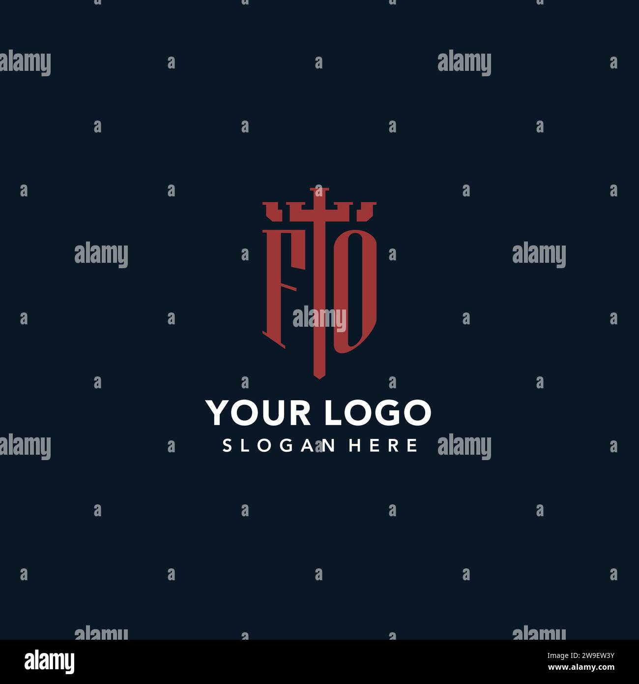 FO initial monogram logos with sword and shield shape design ideas ...