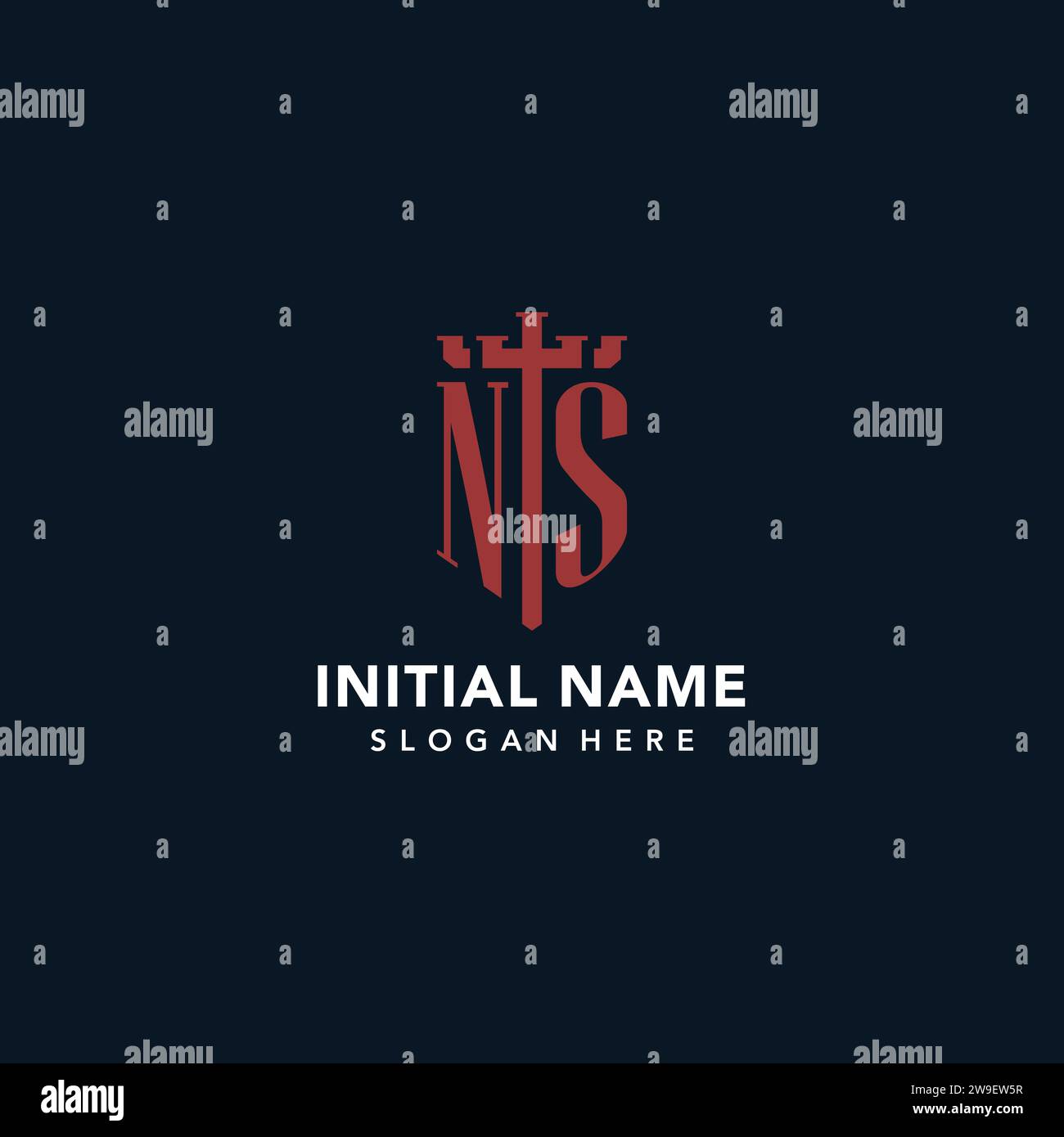 NS initial monogram logos with sword and shield shape design ideas ...