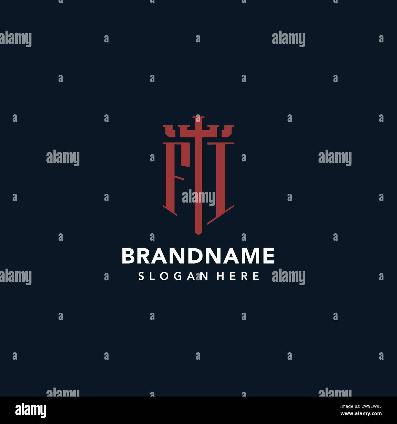 FI initial monogram logos with sword and shield shape design ideas ...