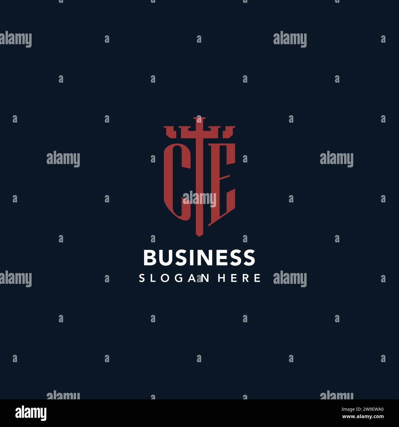 CE initial monogram logos with sword and shield shape design ideas ...