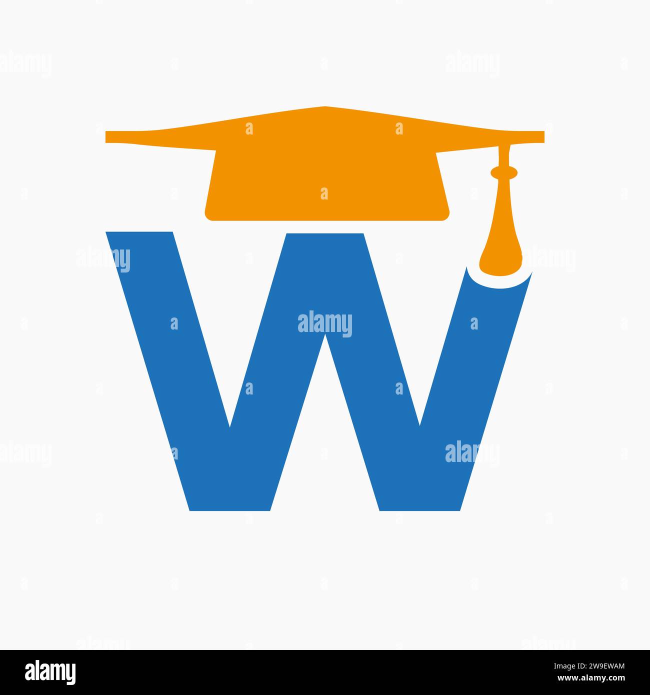 Education Logo On Letter W With Graduation Hat Icon. Study Symbol Stock ...