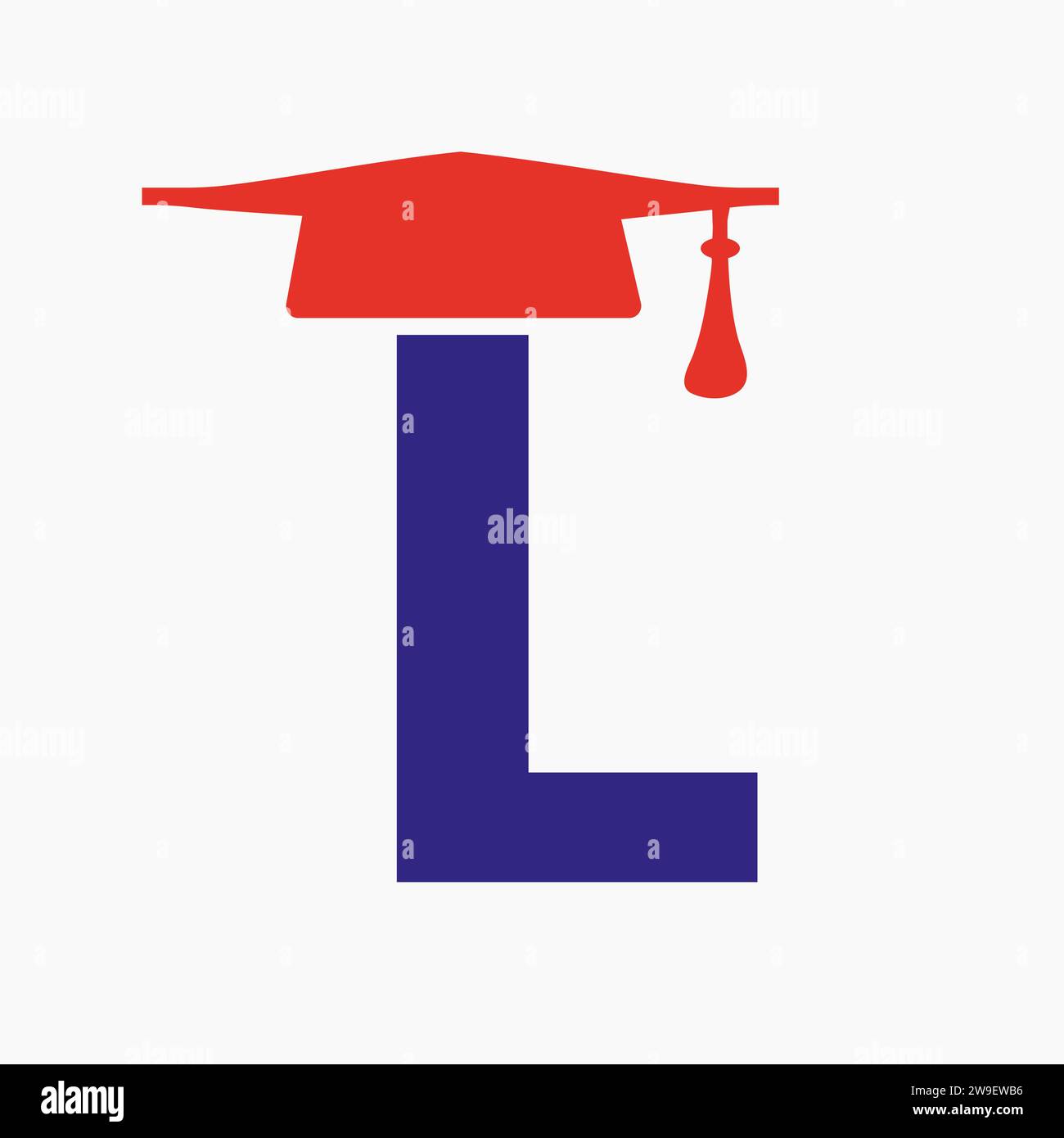 Education Logo On Letter L With Graduation Hat Icon. Study Symbol Stock ...