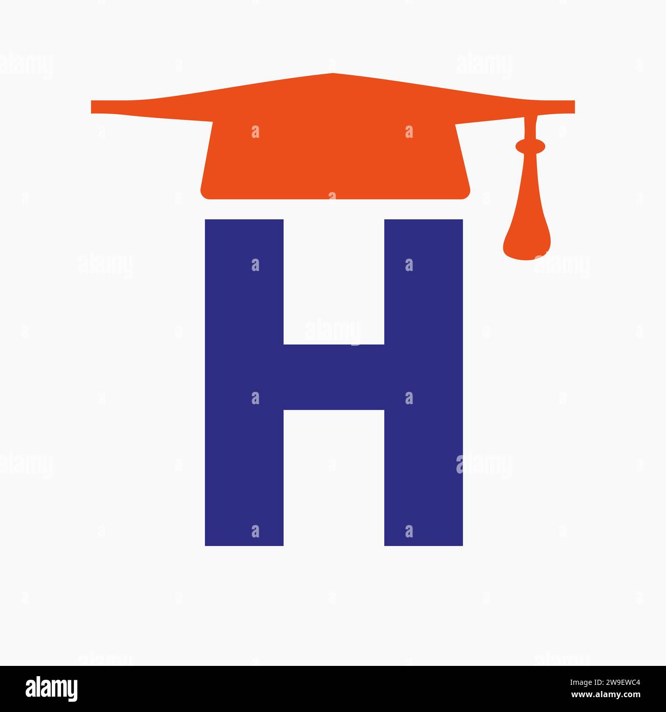 Education Logo On Letter H With Graduation Hat Icon. Study Symbol Stock ...