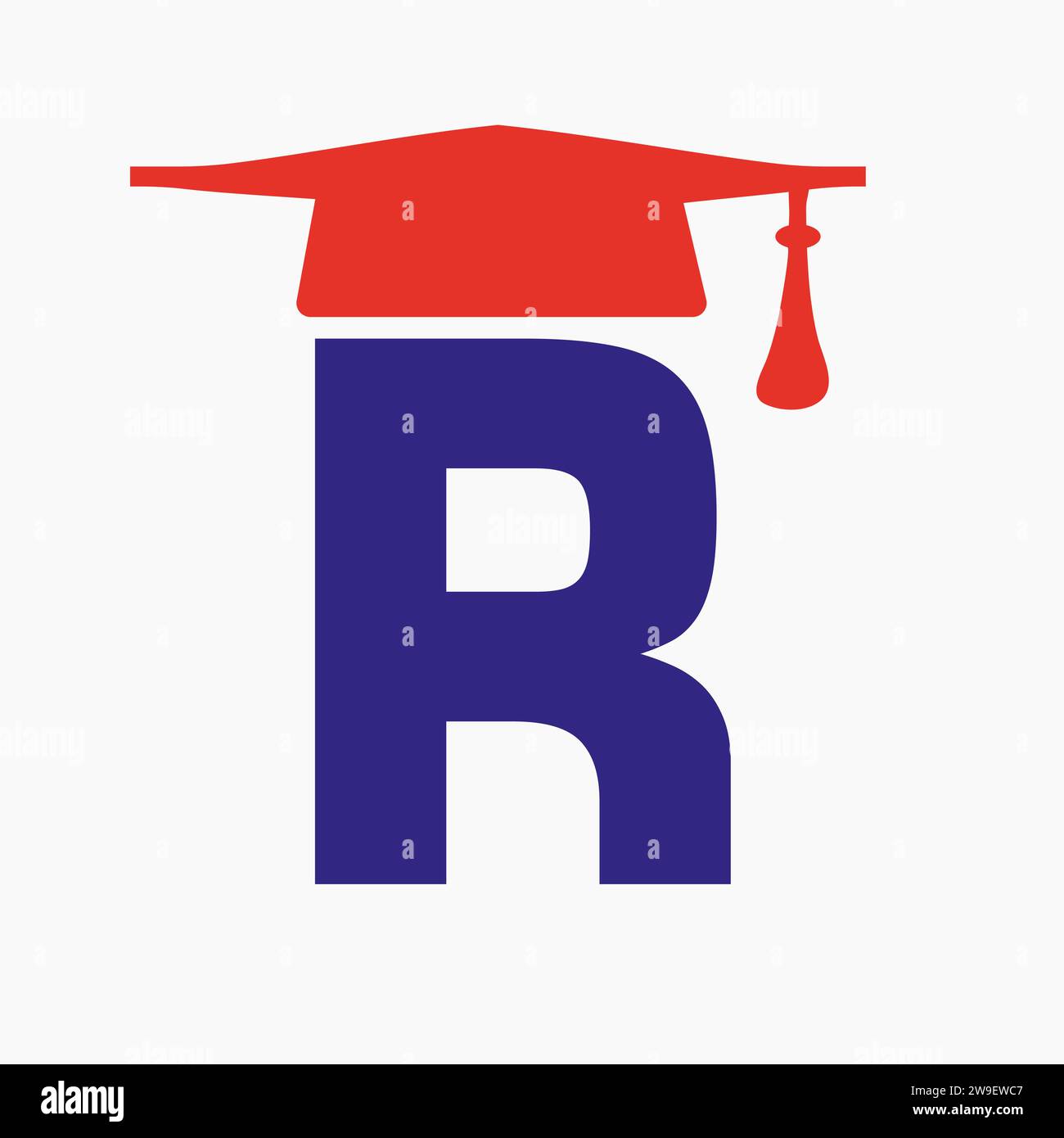 Education Logo On Letter R With Graduation Hat Icon. Study Symbol Stock ...