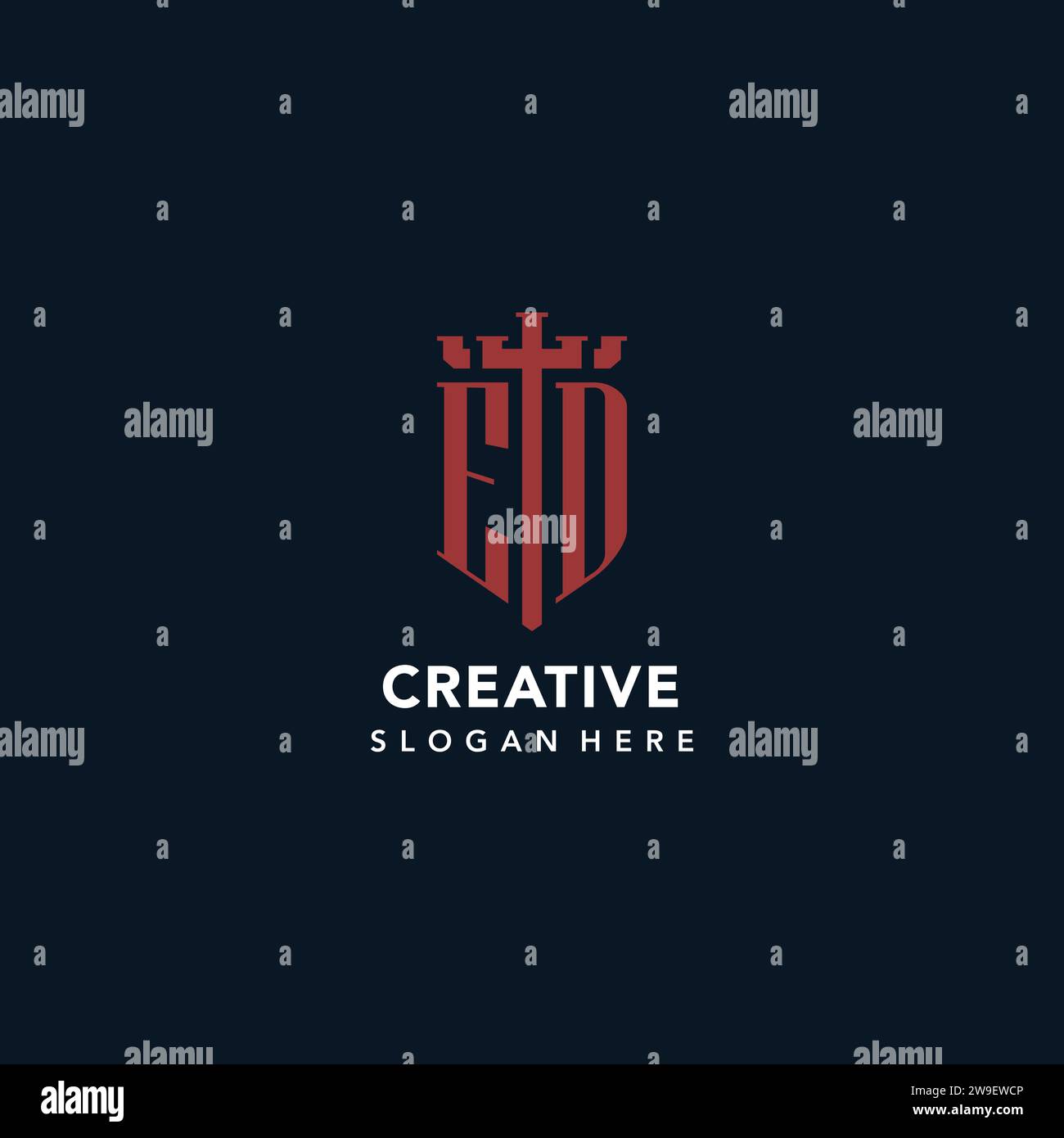 ED initial monogram logos with sword and shield shape design ideas ...