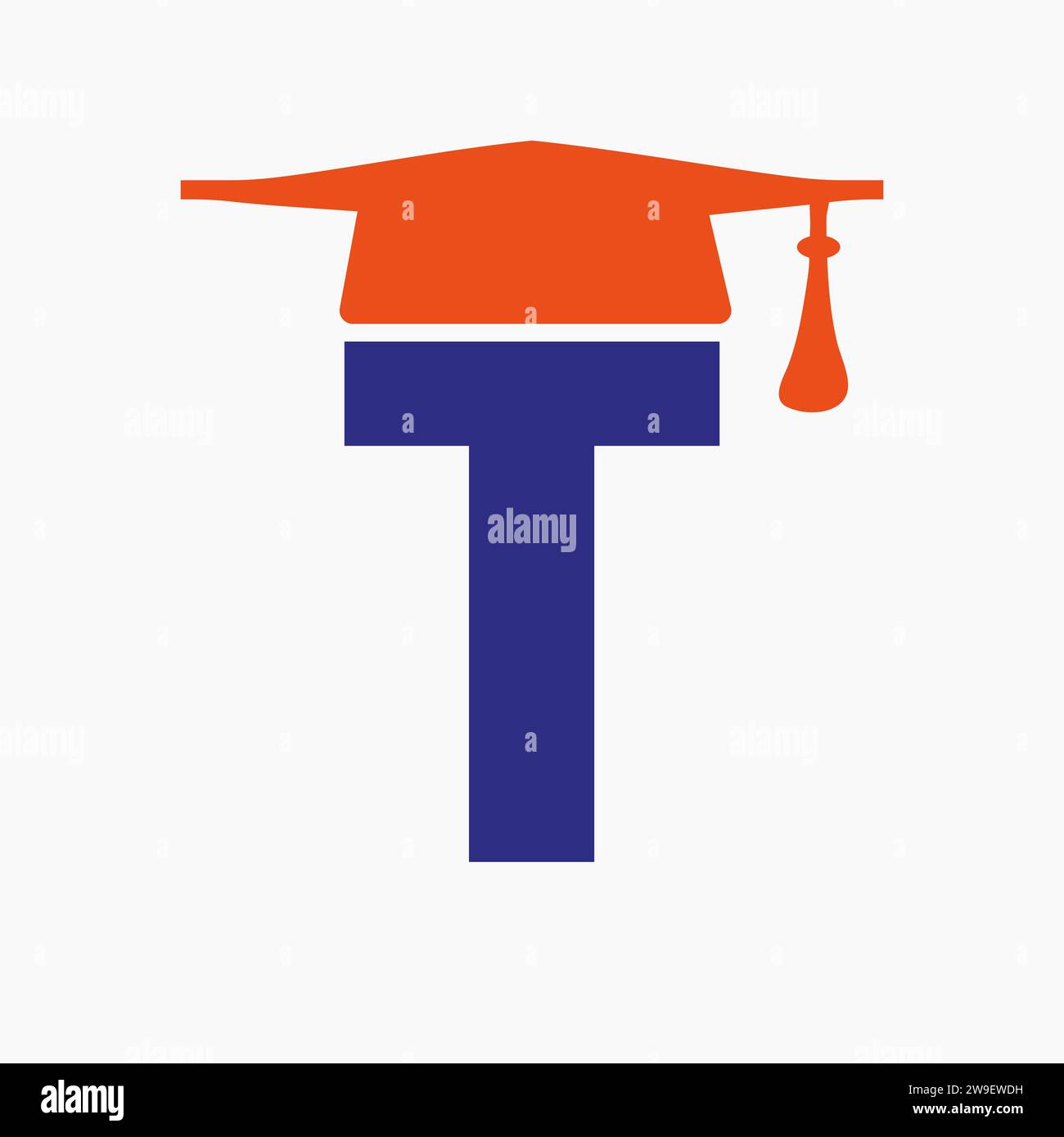 Education Logo On Letter T With Graduation Hat Icon. Study Symbol Stock ...