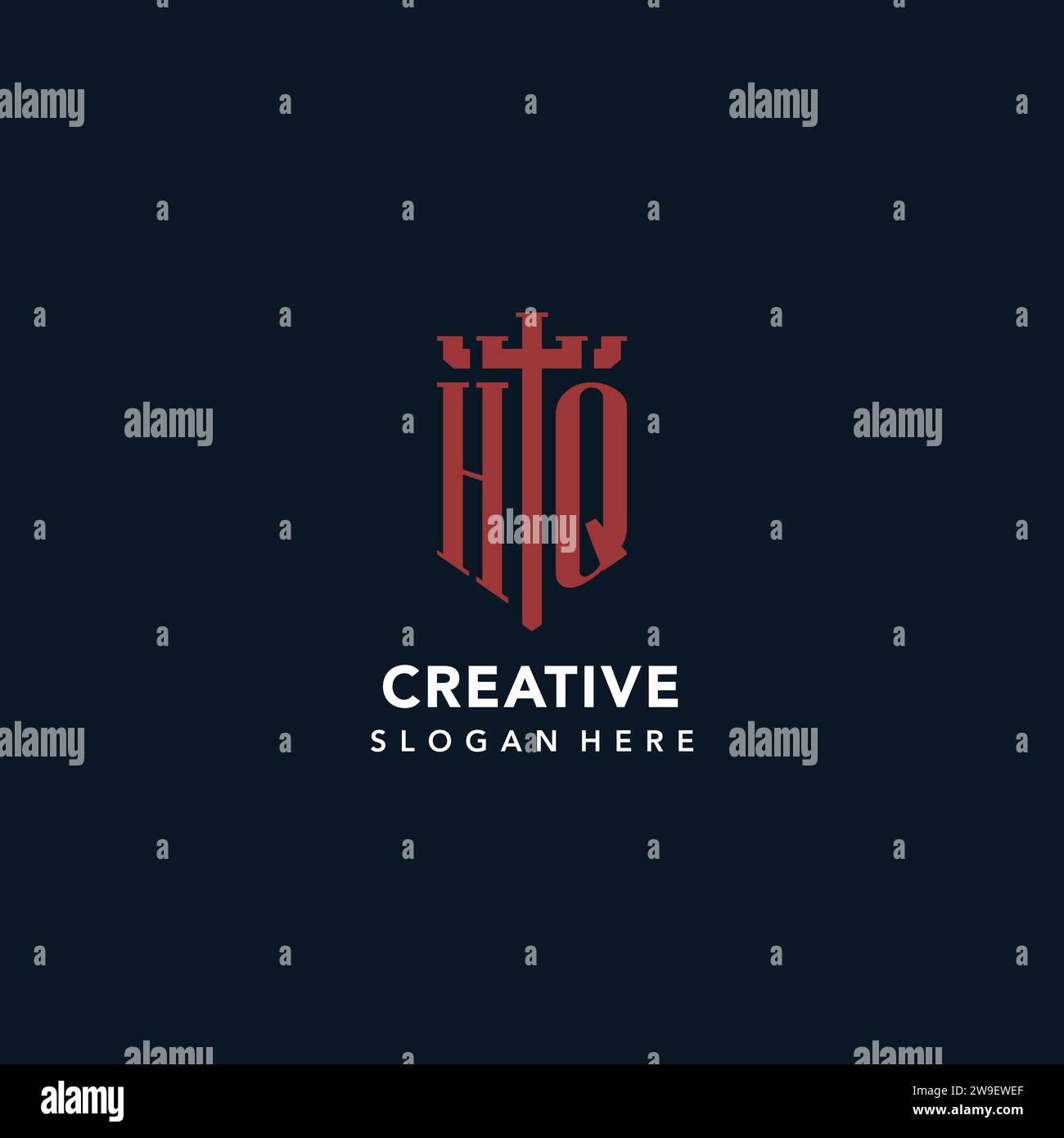 HQ initial monogram logos with sword and shield shape design ideas ...