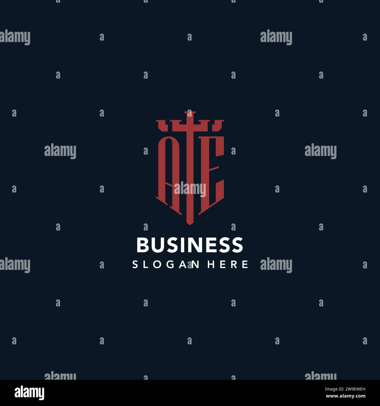 AE initial monogram logos with sword and shield shape design ideas ...