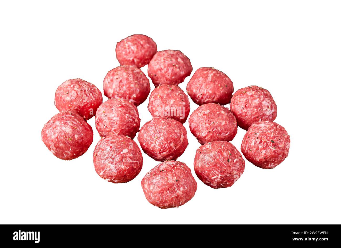 Uncooked Raw meatballs from ground beef and pork meat with rosemary ...