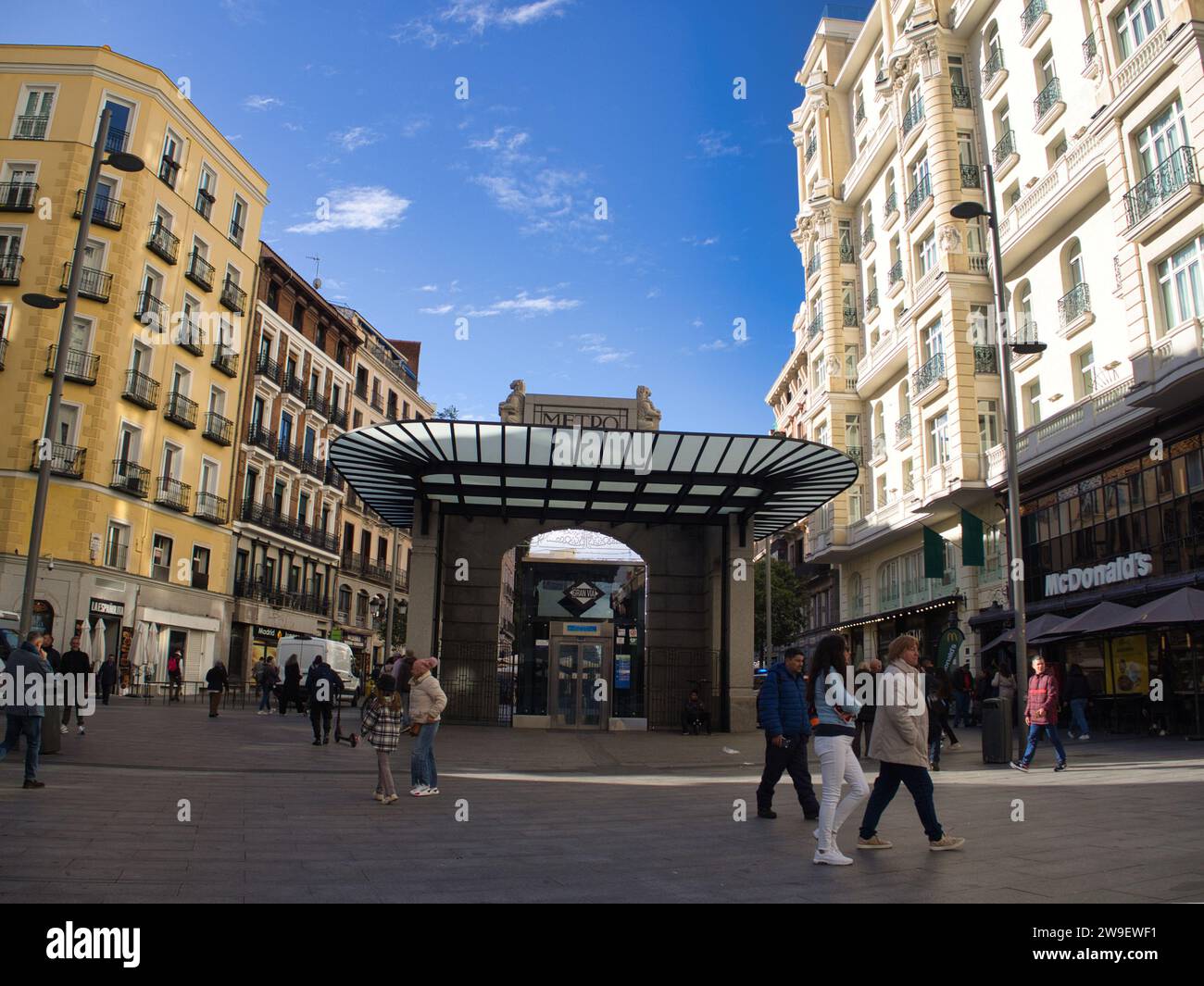 The recently renovated Gran Via metro station has at its entrance this ...