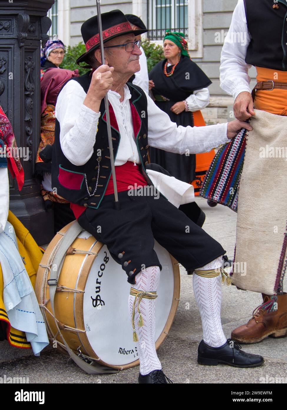 Parade of costumes and traditional masks of Iberia in front of the ...
