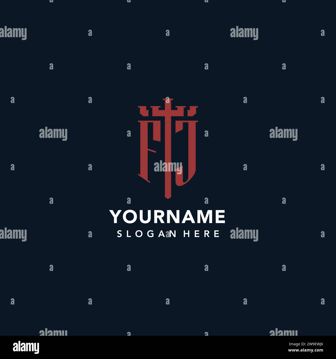 FJ initial monogram logos with sword and shield shape design ideas Stock Vector Image & Art - Alamy