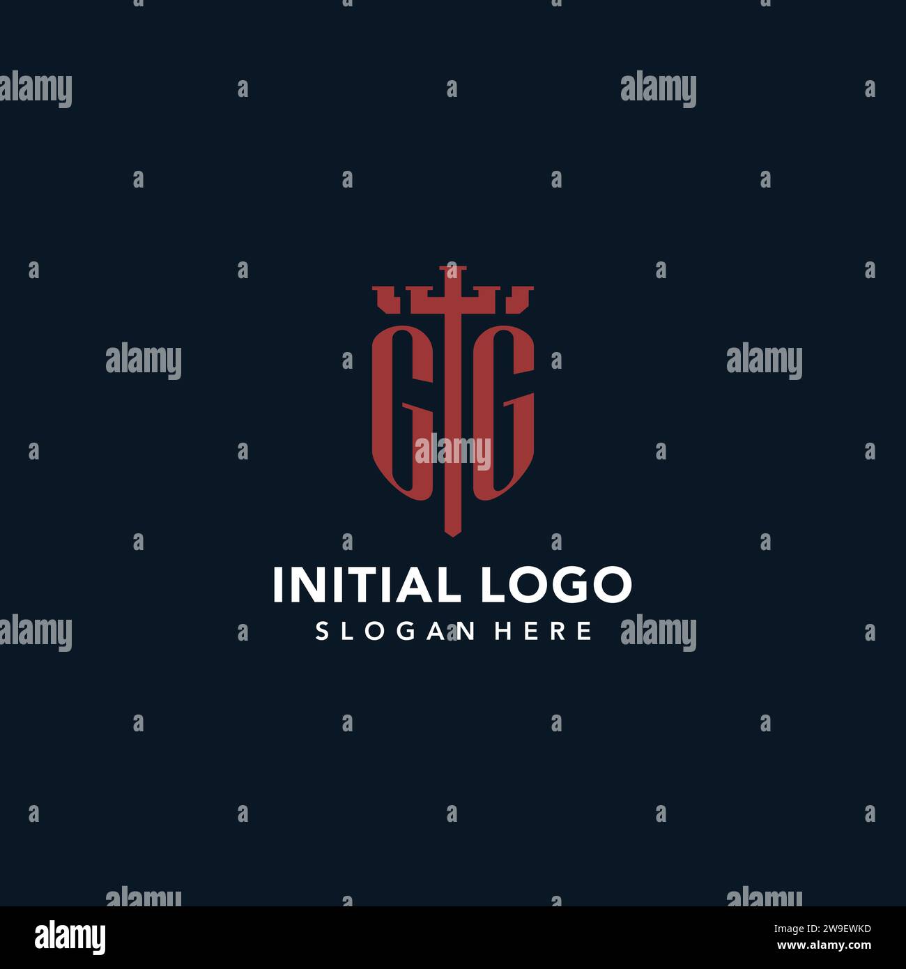 GG initial monogram logos with sword and shield shape design ideas ...