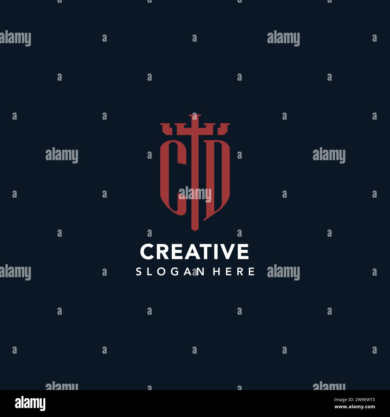 CD initial monogram logos with sword and shield shape design ideas ...