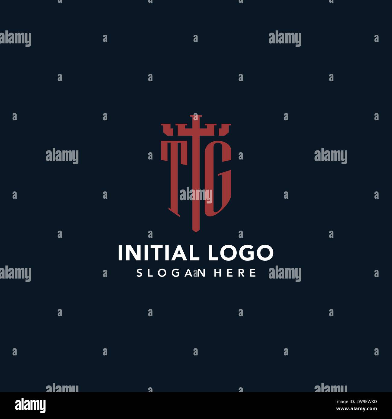 TG initial monogram logos with sword and shield shape design ideas ...