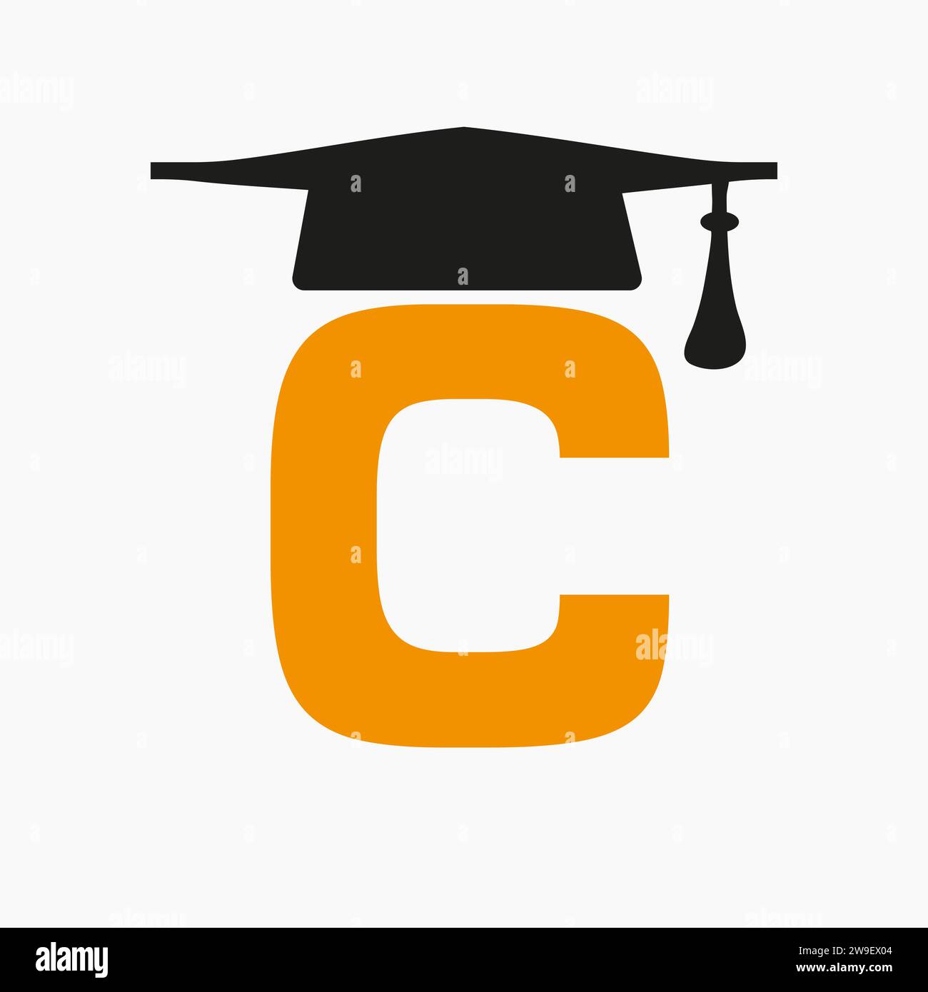 Education Logo On Letter C With Graduation Hat Icon. Study Symbol Stock ...