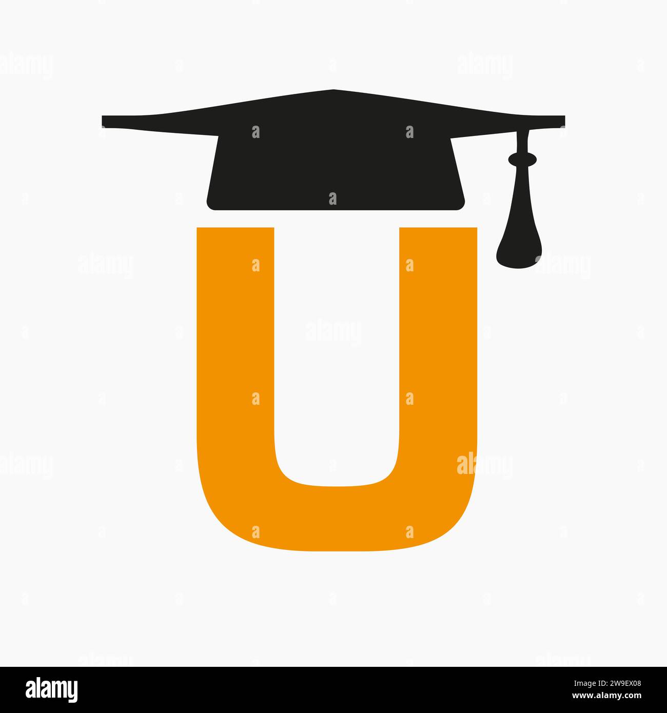Education Logo On Letter U With Graduation Hat Icon. Study Symbol Stock ...