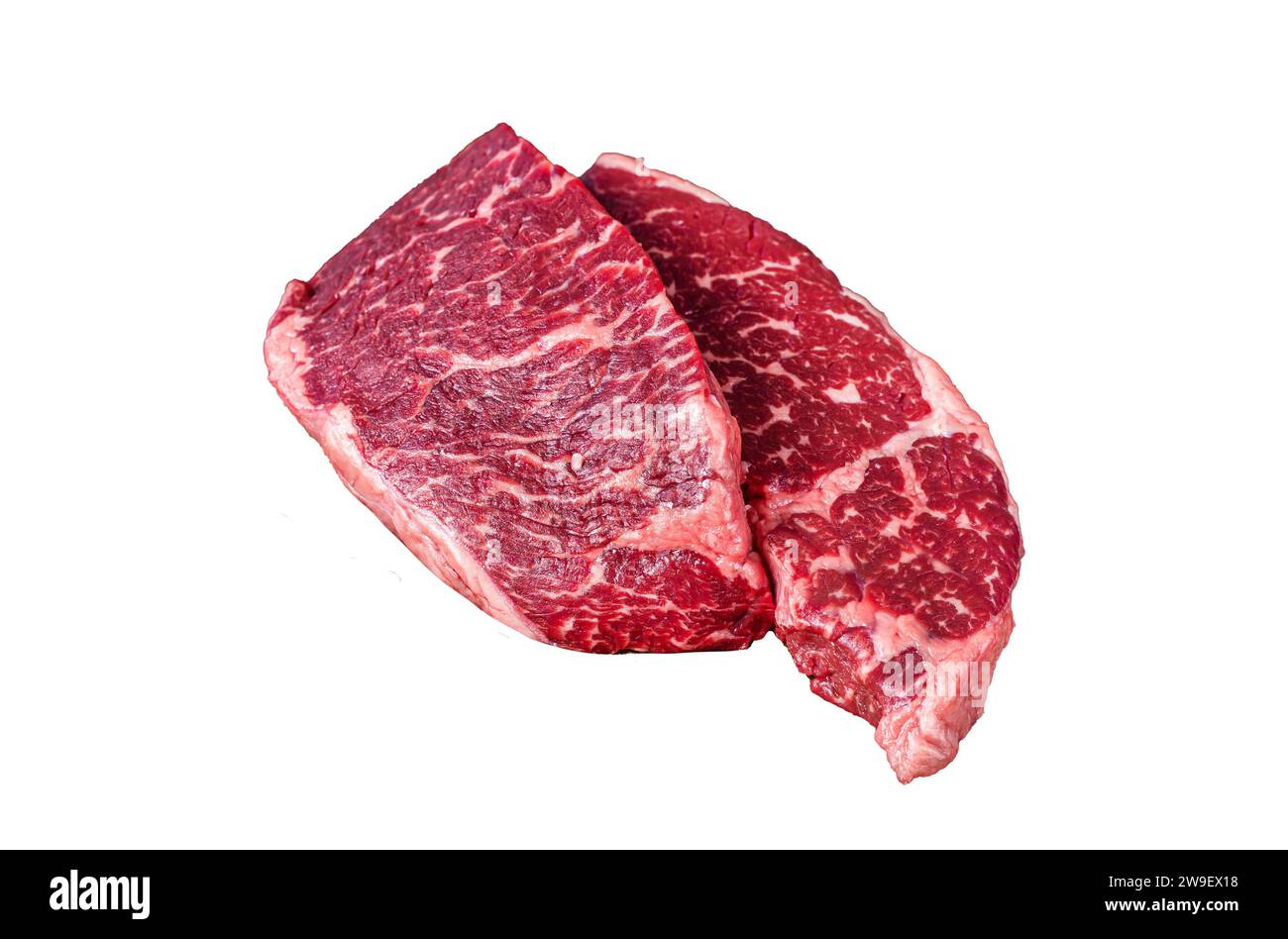 Raw denver cut black angus beef steak Isolated on white background, top ...
