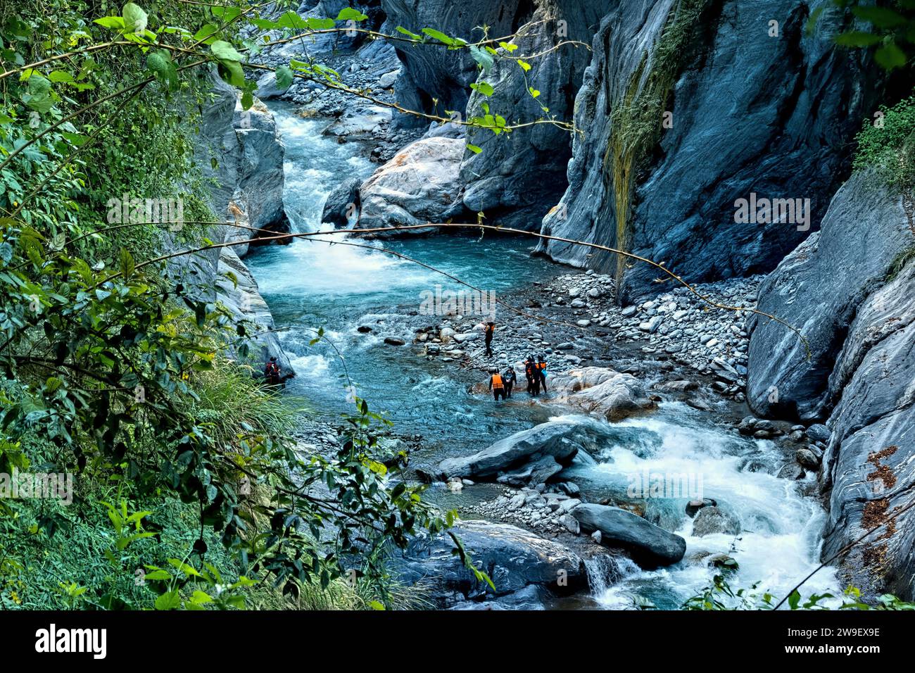 Riiver tracing through Taroko Gorge, Taroko National Park, Taiwan Stock ...