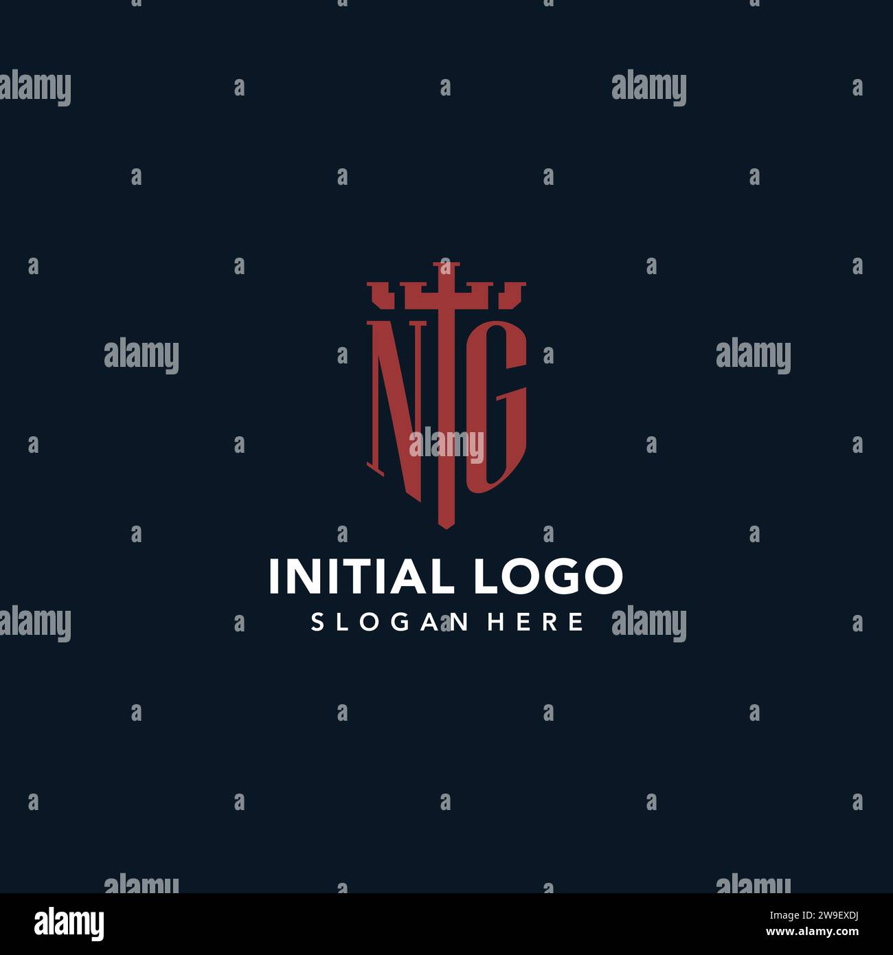 NG initial monogram logos with sword and shield shape design ideas Stock Vector Image & Art - Alamy