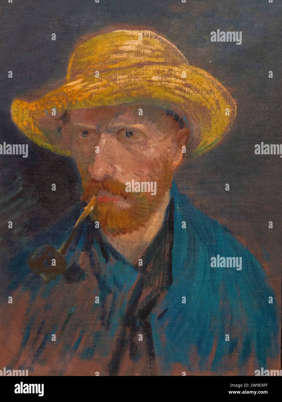 Self-Portrait with Straw Hat and Pipe, Vincent van Gogh, 1887 Stock ...
