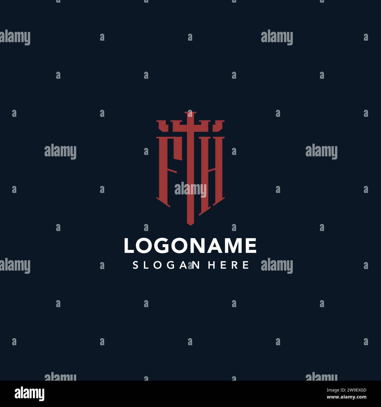 FH initial monogram logos with sword and shield shape design ideas Stock Vector Image & Art - Alamy