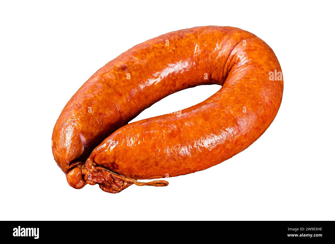 Hot Smoked sausage Isolated on white background, top view Stock Photo ...