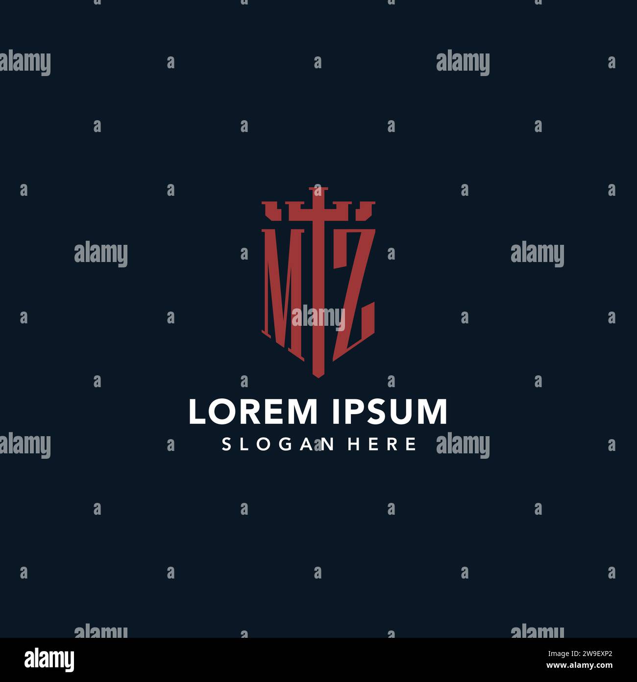 MZ initial monogram logos with sword and shield shape design ideas Stock Vector Image & Art - Alamy