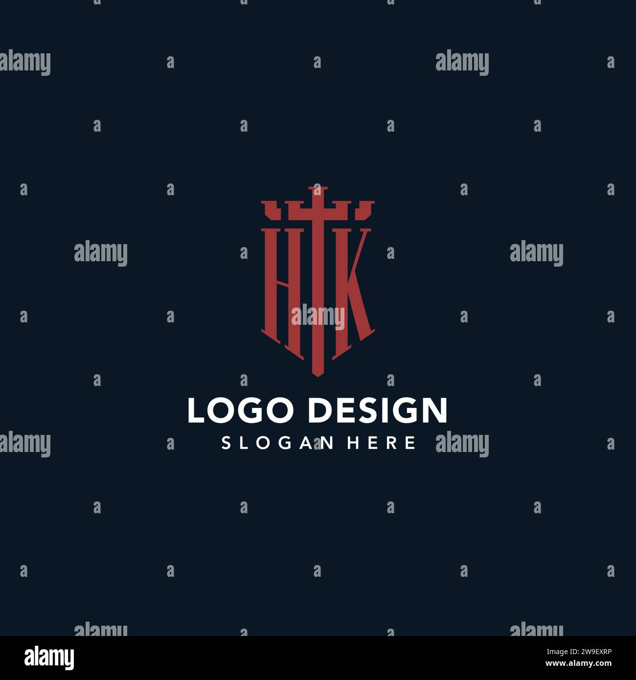 HK initial monogram logos with sword and shield shape design ideas ...