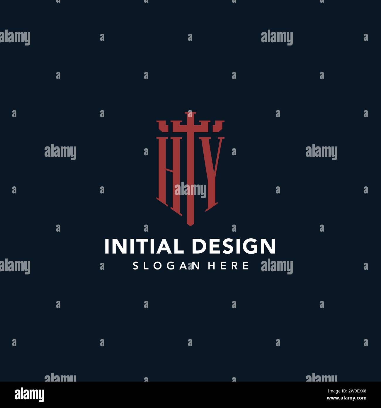 HY initial monogram logos with sword and shield shape design ideas ...