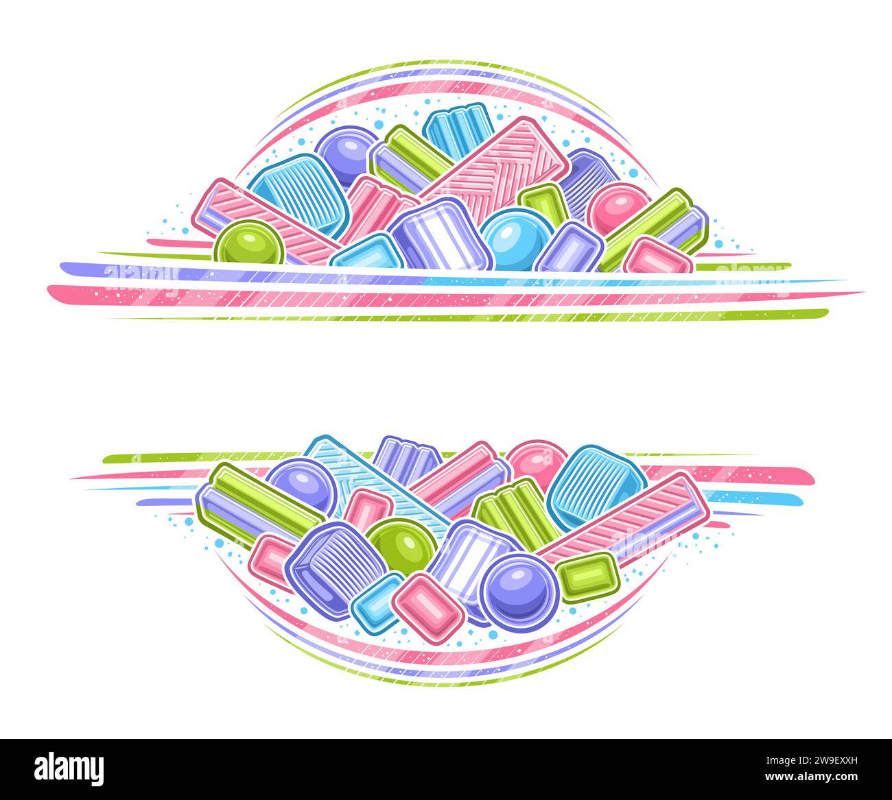 Vector border for Bubble Gum with copy space for ad text, sign board with cartoon design various ...