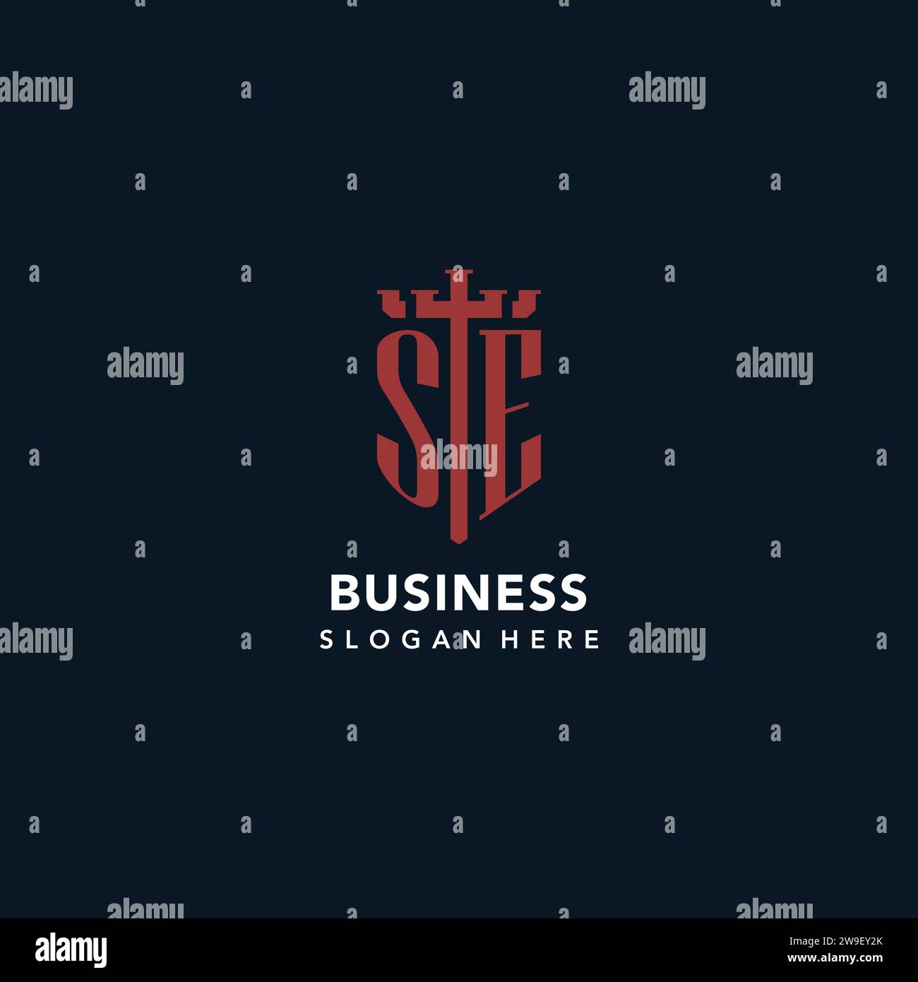 SE initial monogram logos with sword and shield shape design ideas ...