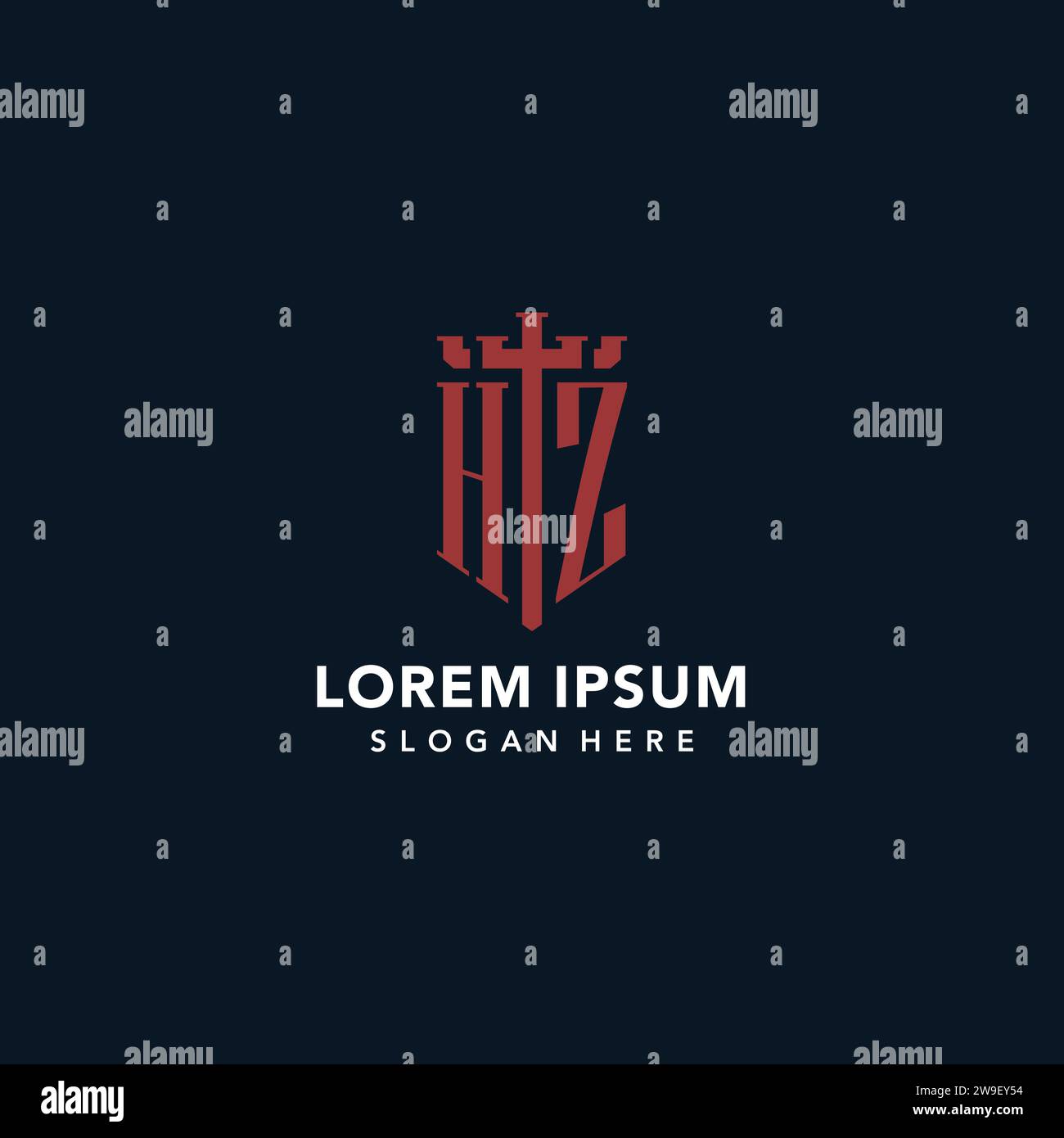 HZ initial monogram logos with sword and shield shape design ideas Stock Vector Image & Art - Alamy