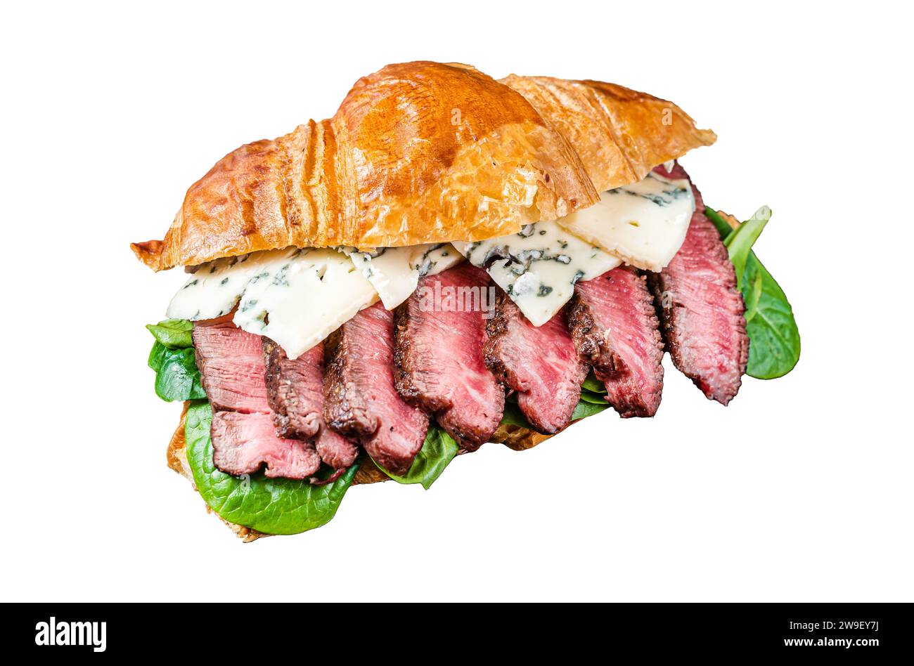 Croissant Sandwich with Fillet Mignon tenderloin meat steak with blue ...