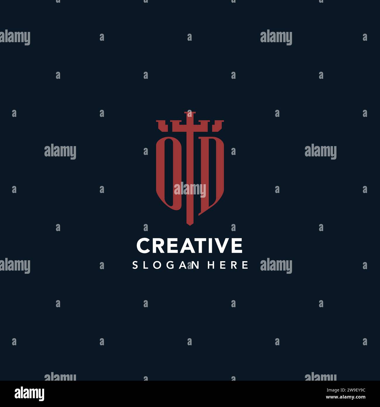OD initial monogram logos with sword and shield shape design ideas ...