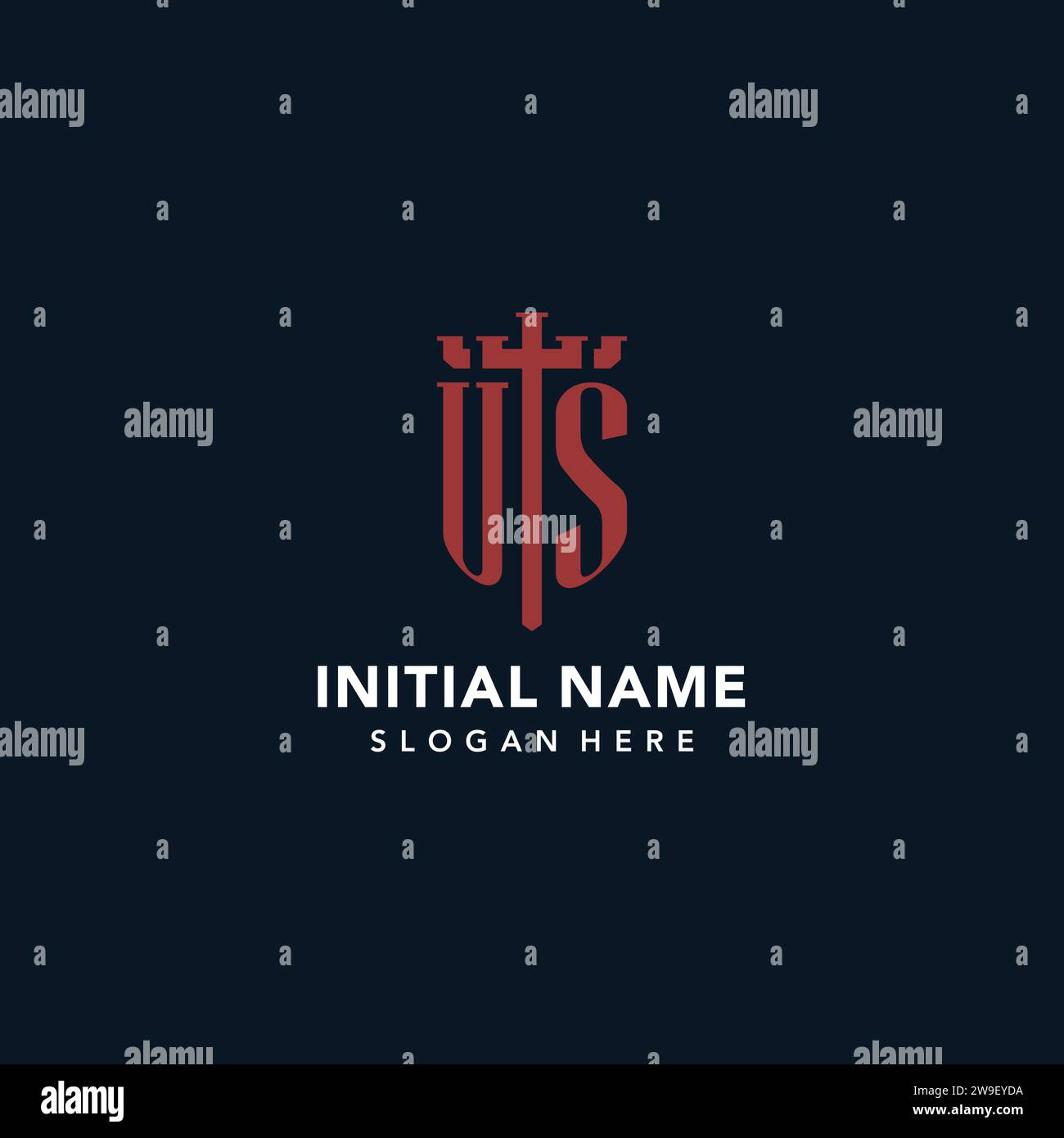 US initial monogram logos with sword and shield shape design ideas ...