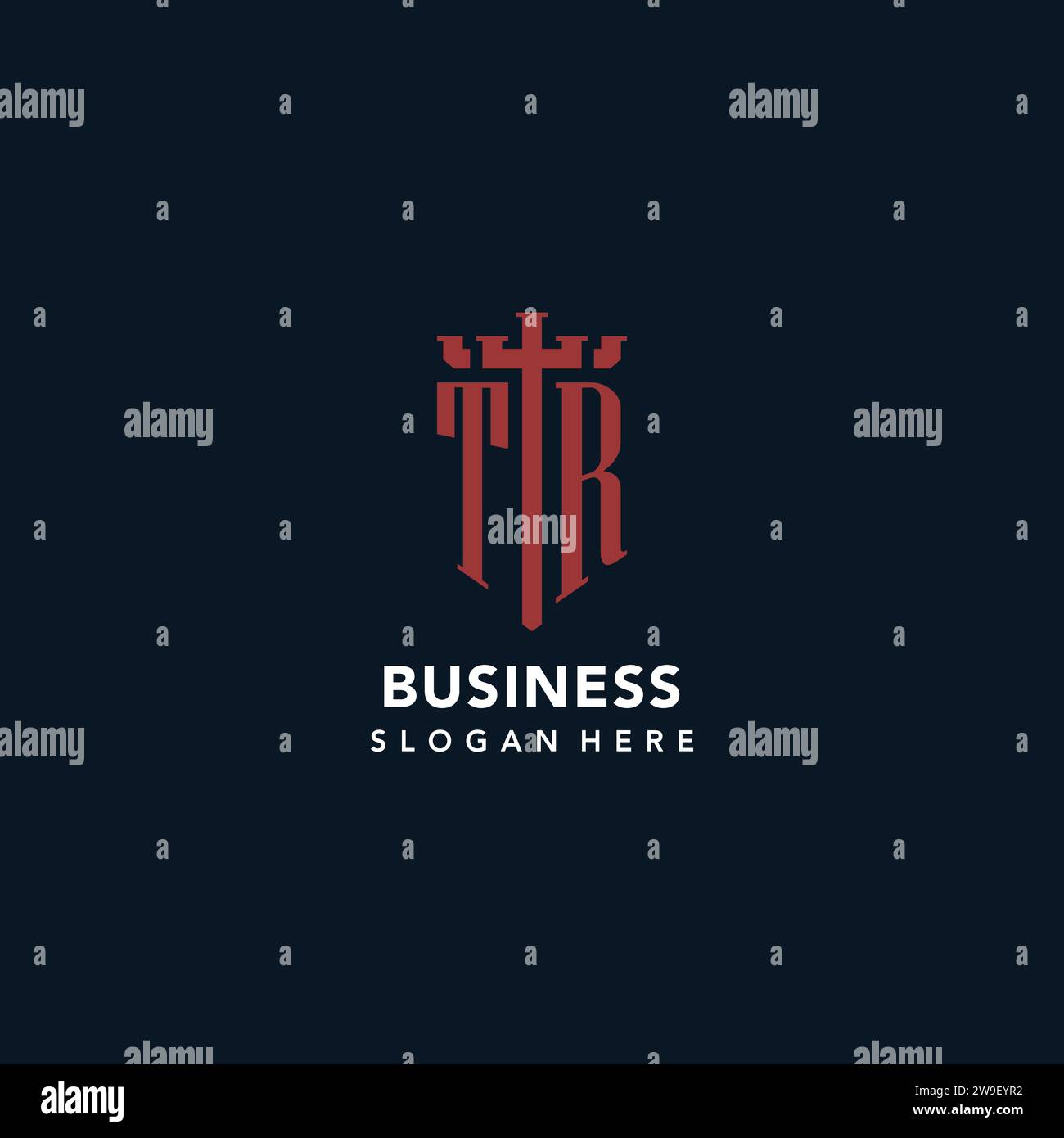 TR initial monogram logos with sword and shield shape design ideas ...