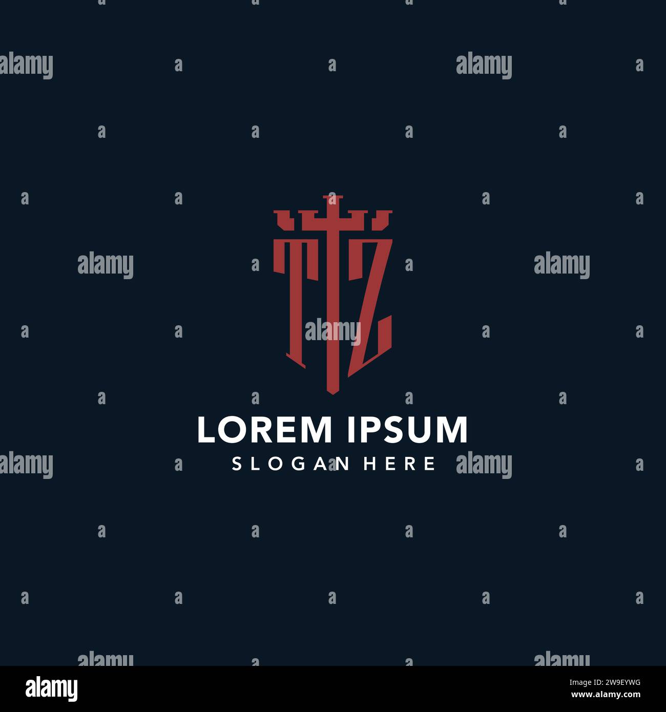 TZ initial monogram logos with sword and shield shape design ideas Stock Vector Image & Art - Alamy