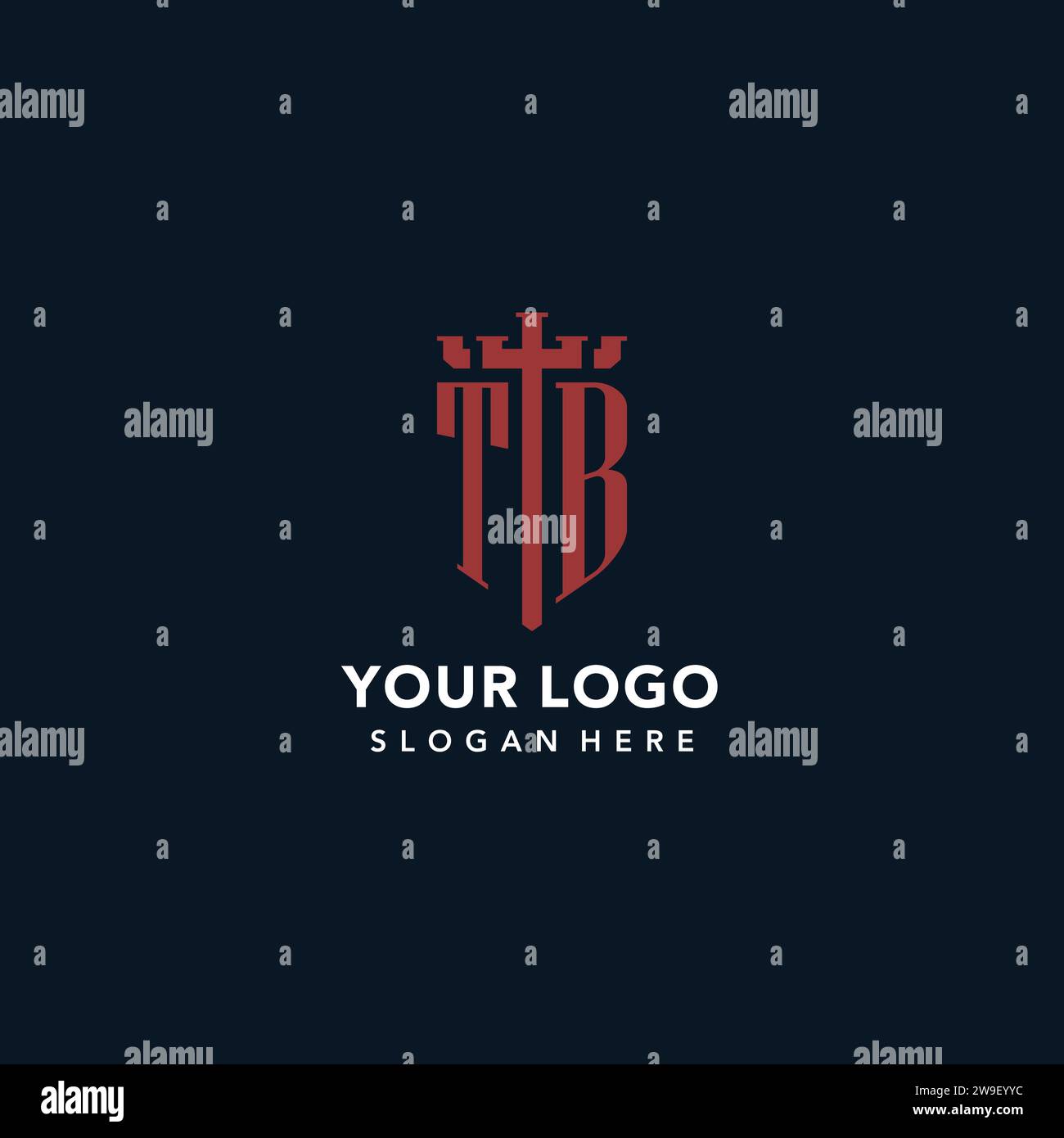 TB initial monogram logos with sword and shield shape design ideas ...