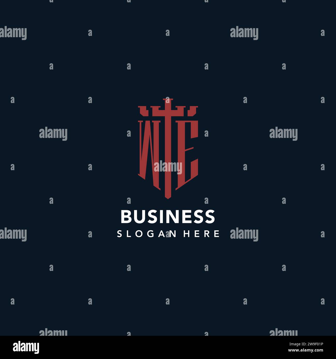 WE initial monogram logos with sword and shield shape design ideas ...