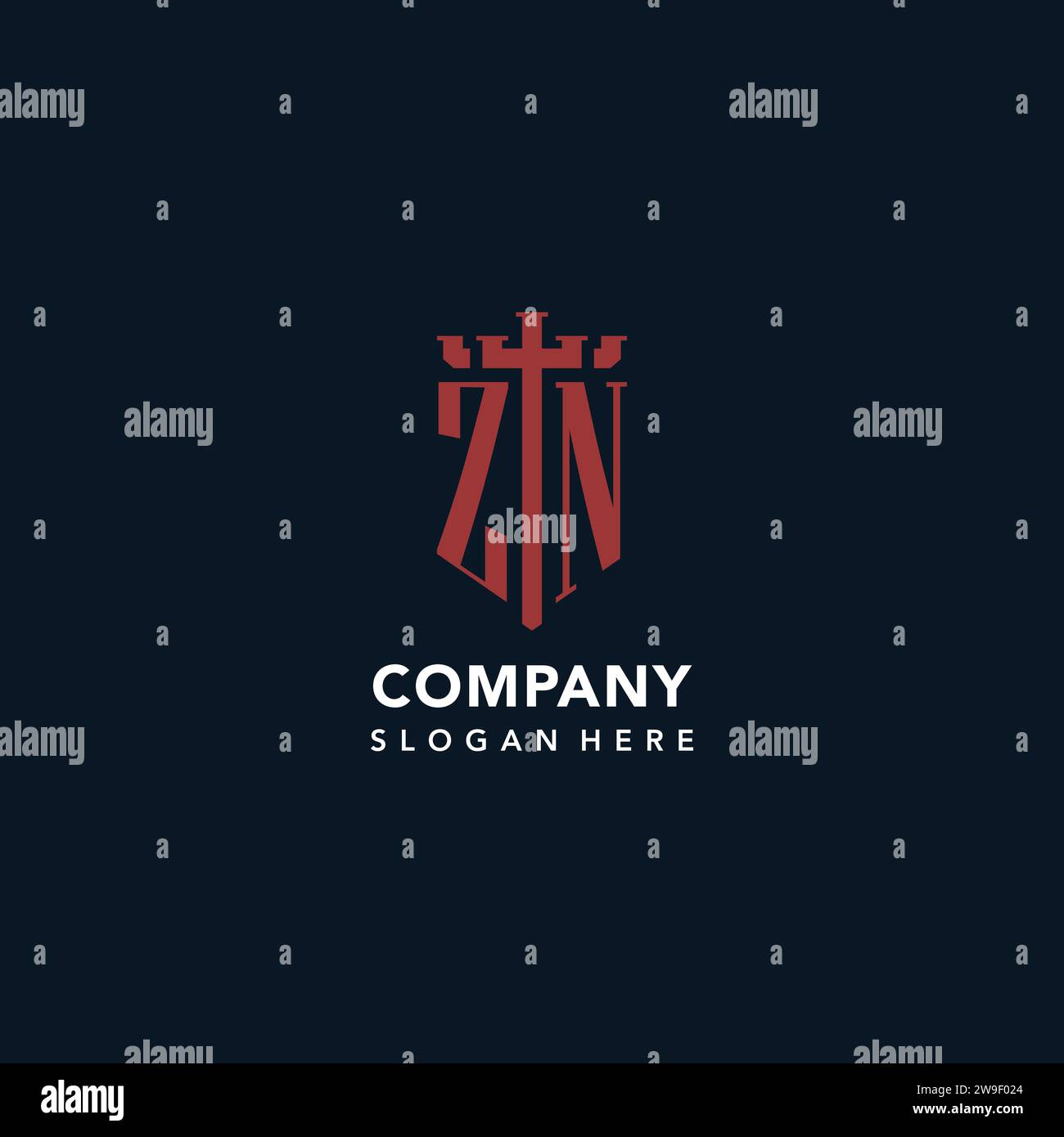 ZN initial monogram logos with sword and shield shape design ideas Stock Vector Image & Art - Alamy