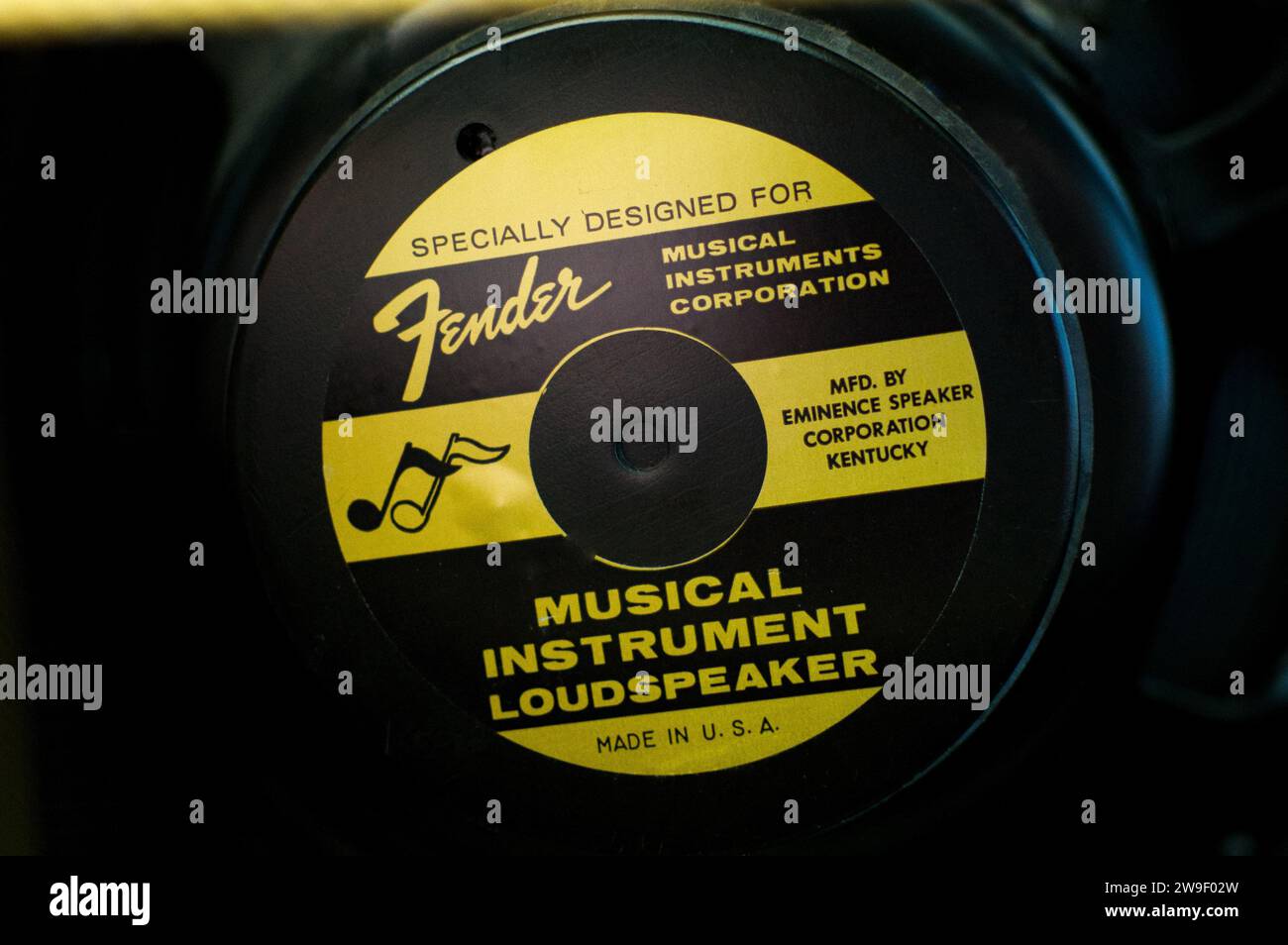 View of the back side of a Fender tube amp or amplifier speaker as ...