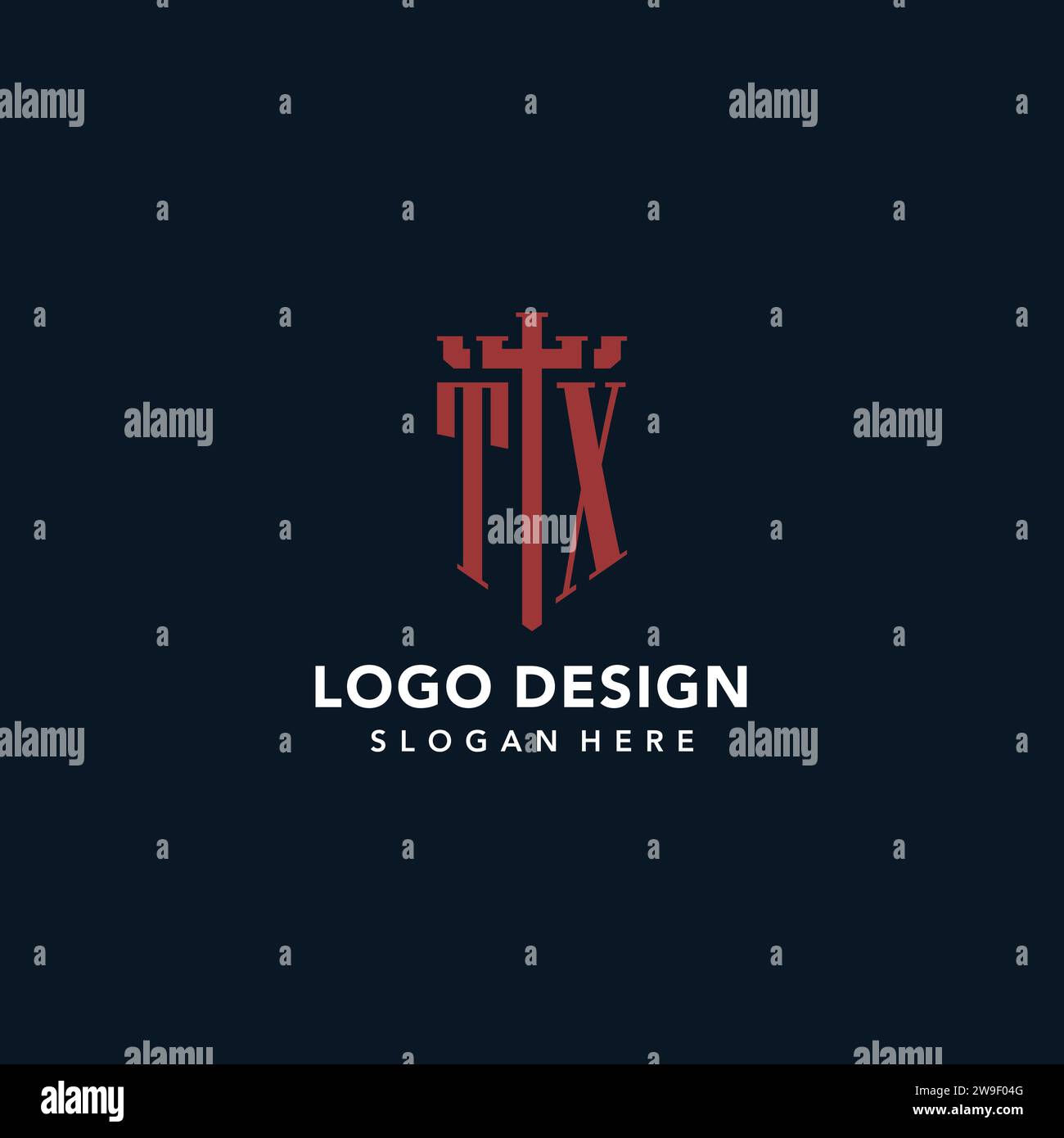 TX initial monogram logos with sword and shield shape design ideas ...